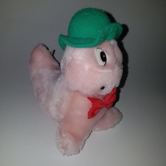 Top Toys | Toys | Vtg Top Toys Plush Pink Slug Worm Red Bowtie Green ...